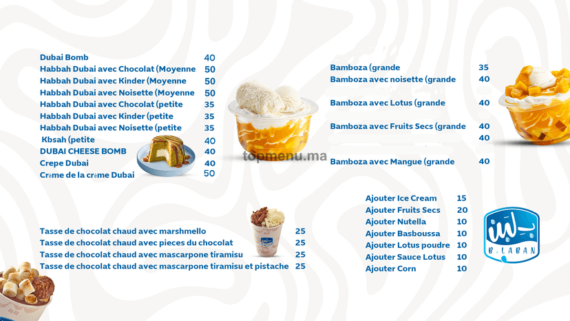 B laban Menu & Horaires à casablanca (2025) | TopMenu