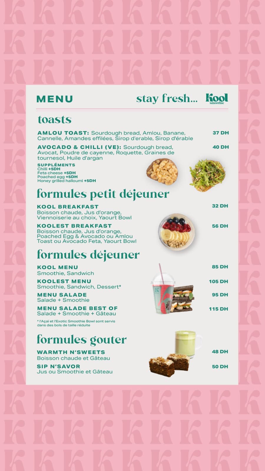 Kool smoothie Menu & Horaires à casablanca (2025) | TopMenu